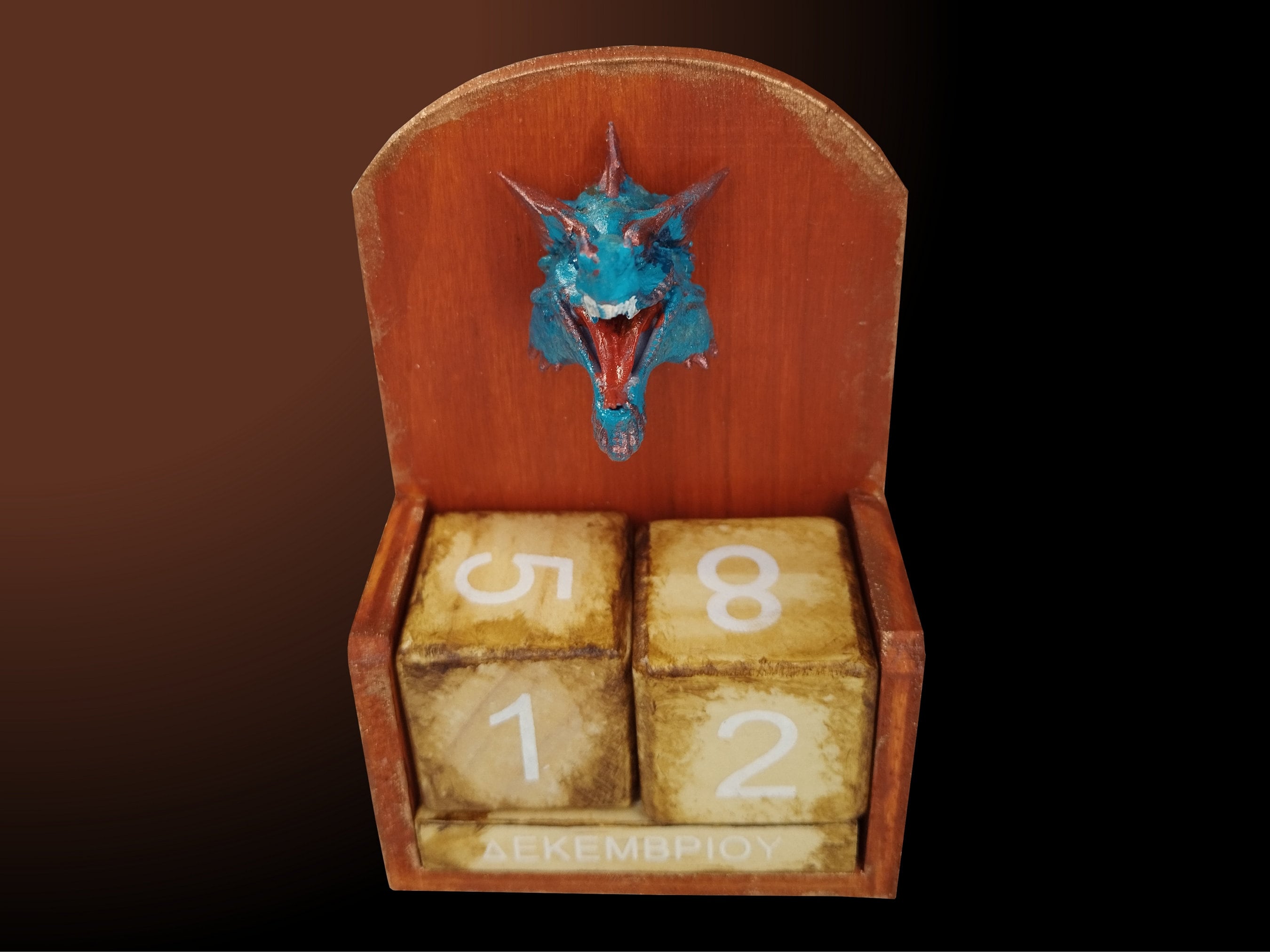 Wooden Dragon Perpetual Calendar, Fantasy Dragon Tabletop Decoration ...