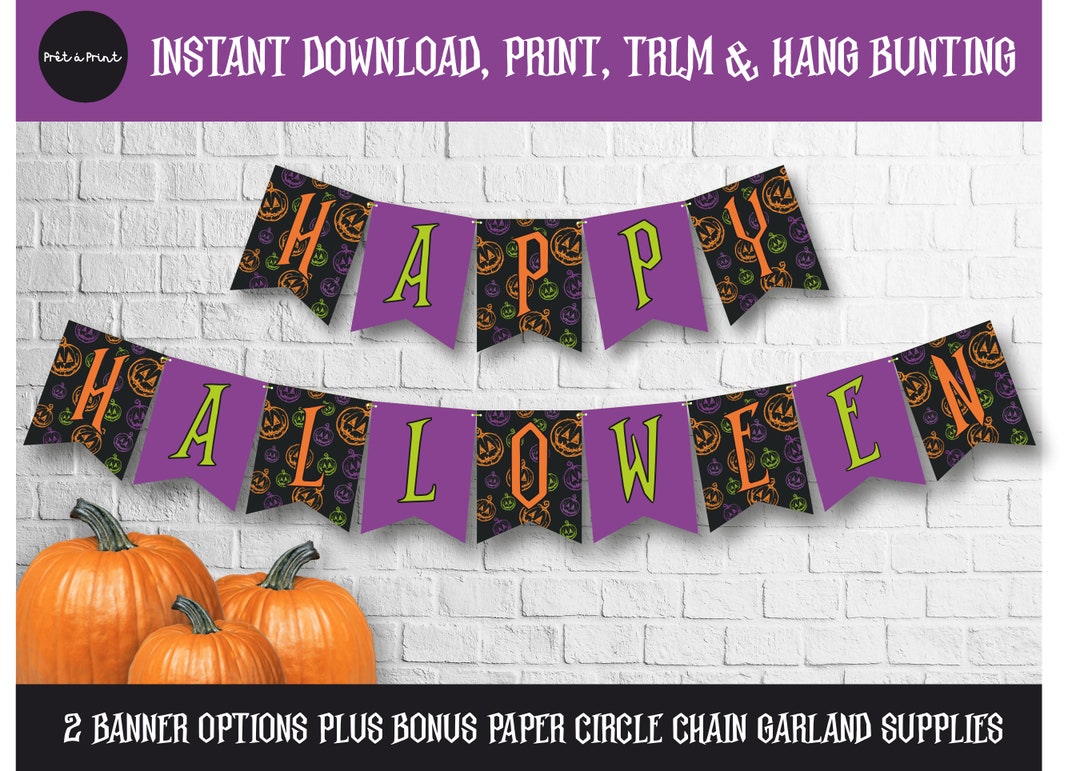 Halloween Bunting Banner: DIY Printable Party Decor (instant Download ...