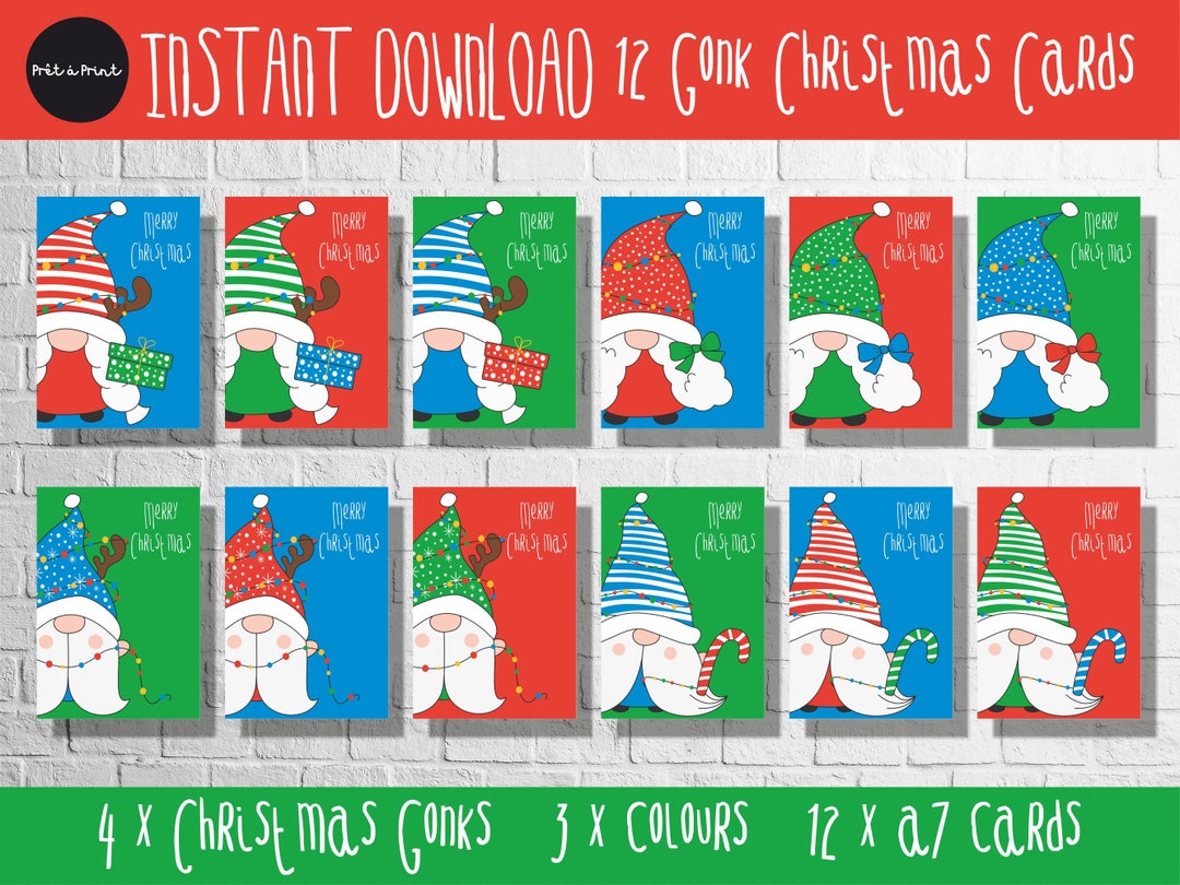Gonk Christmas Cards: A7 Printable Cards With Envelope (instant ...