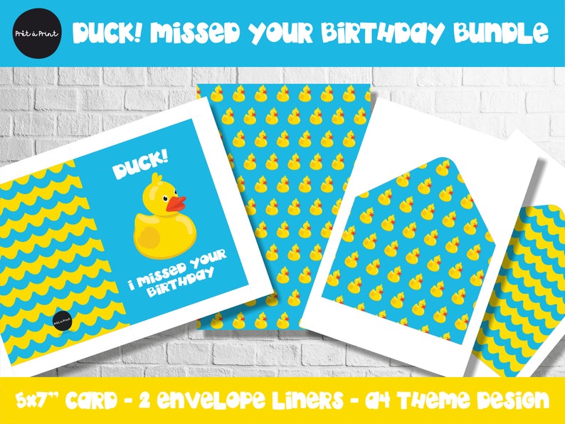 Belated Birthday Card: Duck Missed Your Birthday (printable Digital ...