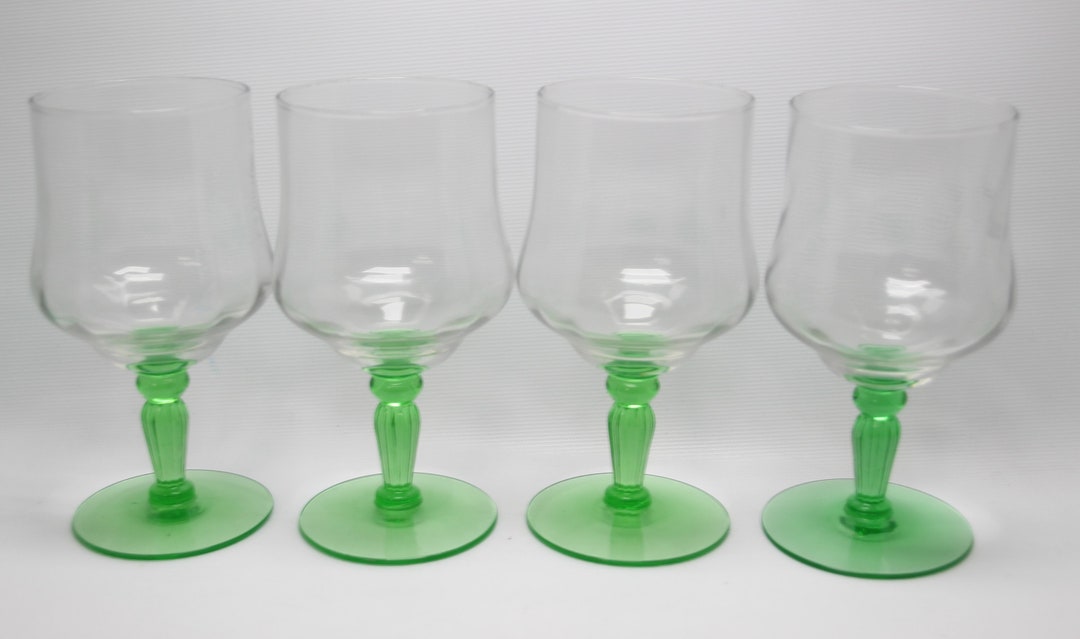 Uranium Glass- 1920's Libbey Floridian Ice Tea Optic-set of 4 -5 3/4 ...