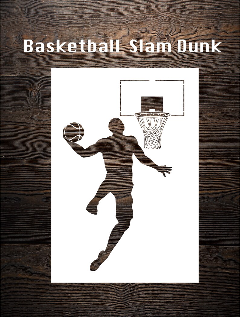 SVG Basketball Player Slam Dunk Stencil - Etsy
