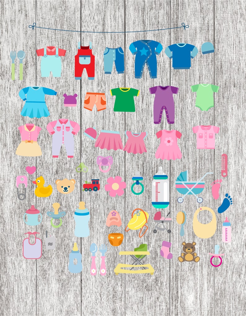 SVG File 54 Baby Clothes and Equipments - Etsy