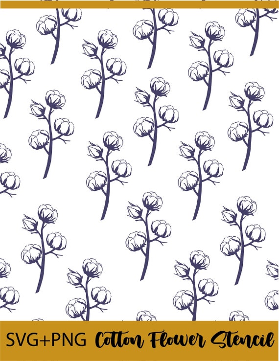 SVG/ PNG Cotton Flower Stencil | Etsy
