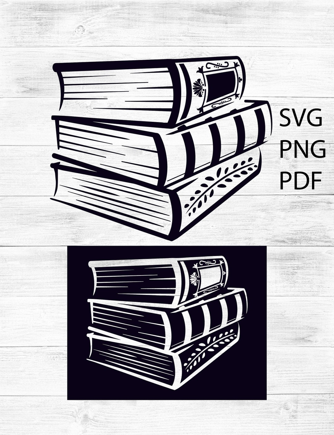 SVG/ PDF/ PNG Stack of Books Stencil - Etsy