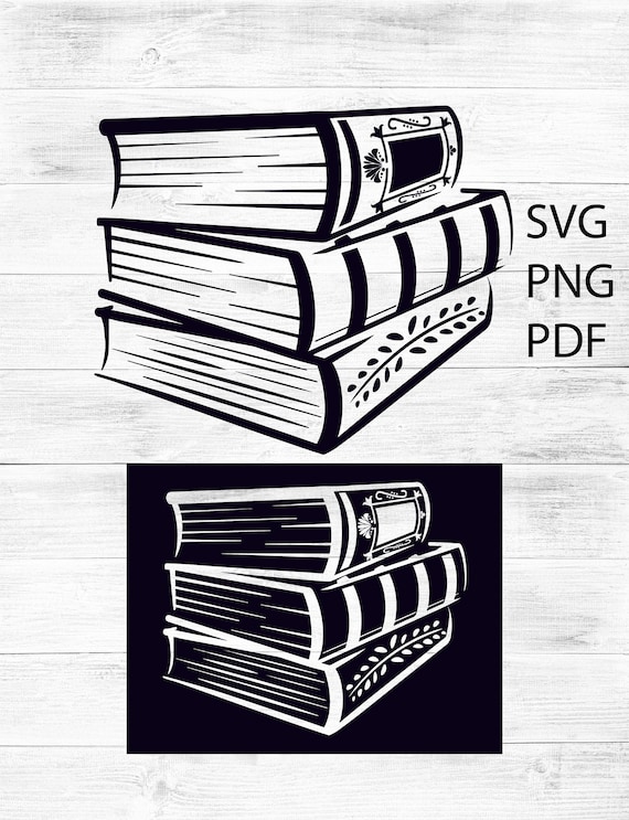 SVG/ PDF/ PNG Stack of Books Stencil - Etsy