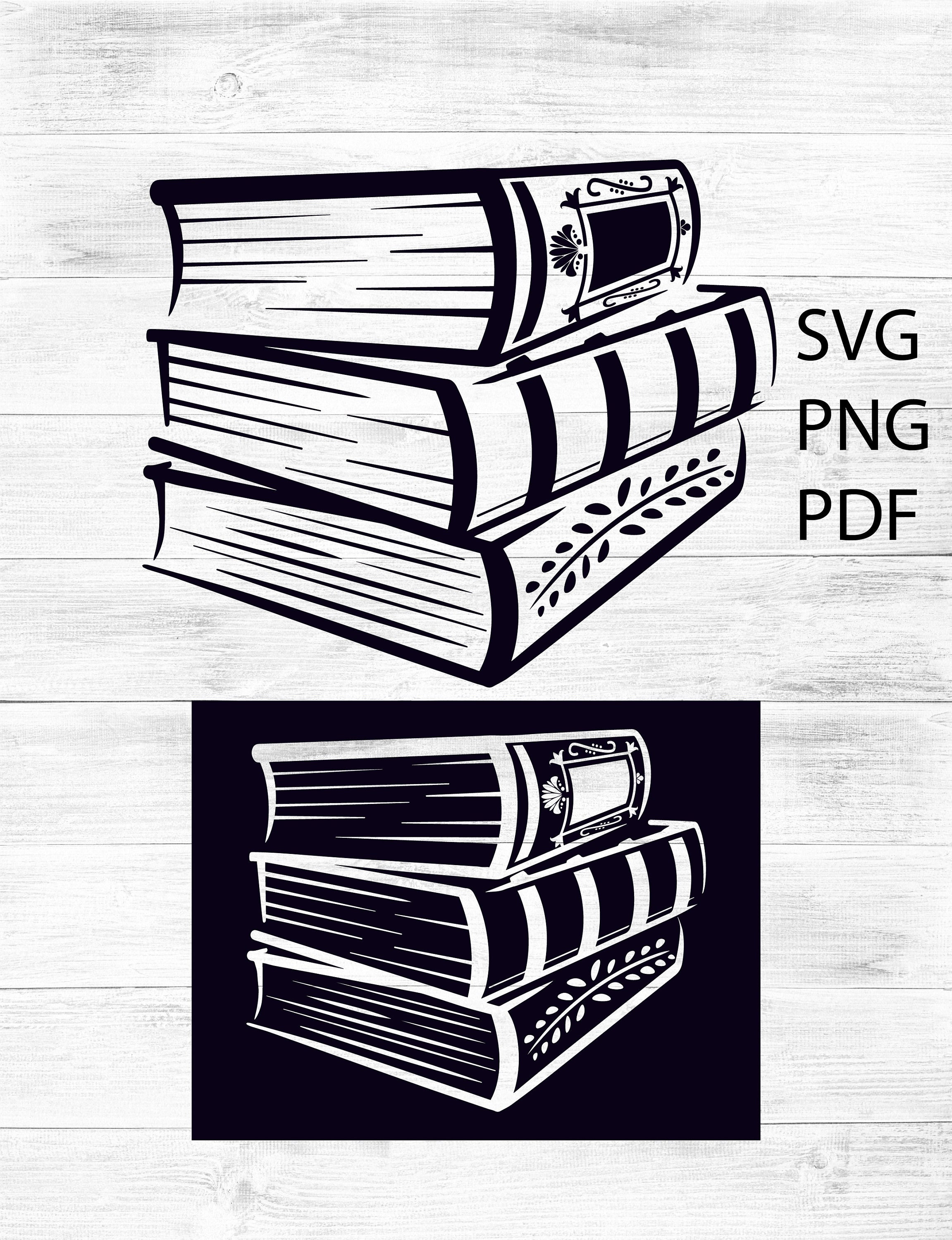 SVG/ PDF/ PNG Stack of Books Stencil - Etsy