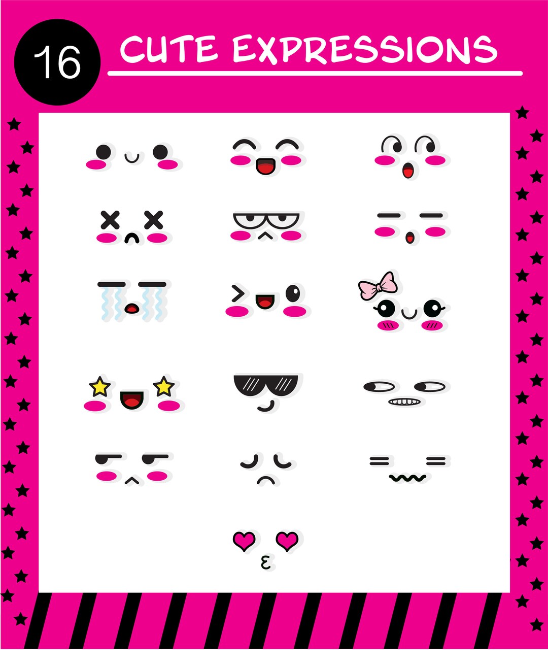 Ai, SVG, PNG Kawaii Eyes, Cute Eyes Face Expressions - Etsy