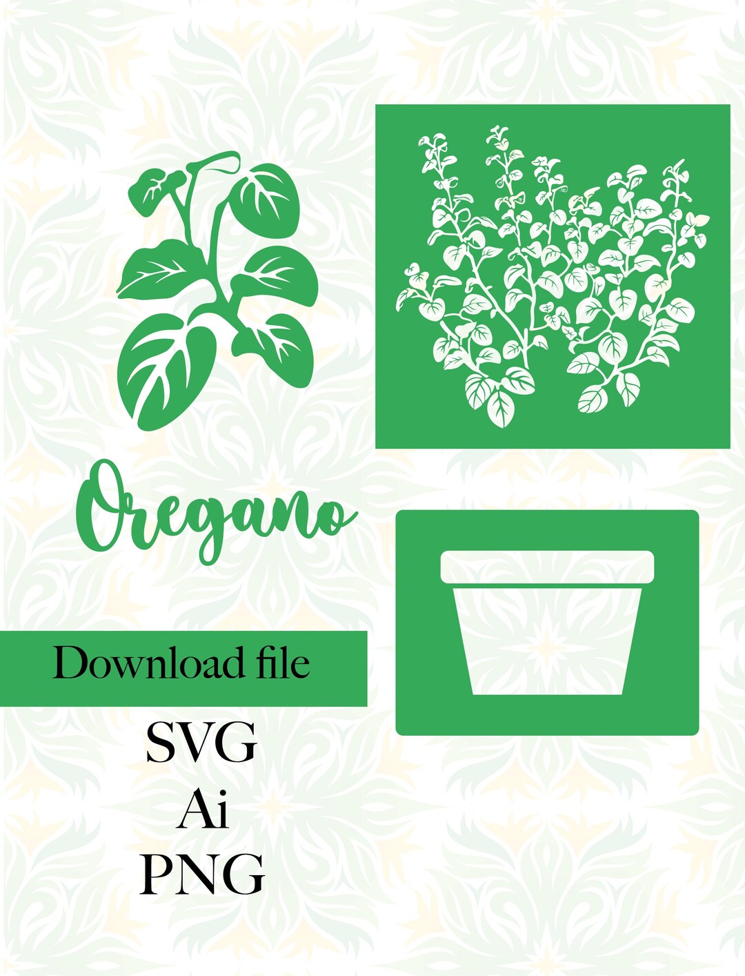 Digital Download File for Oregano Plant Stencil, Oregano Leaves ...