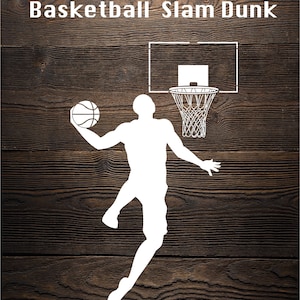SVG Basketball Player Slam Dunk Stencil - Etsy