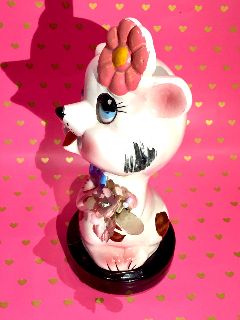 MOD Floral Cat Coin Bank With Flower Holder. so Cute - Etsy