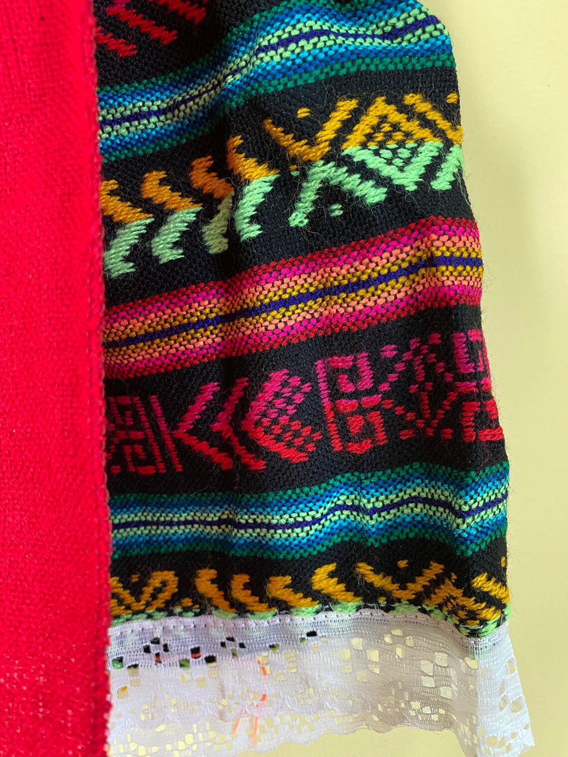 Black Traditional Serape Mexican Skirt, Floral Embroidery Mexican ...