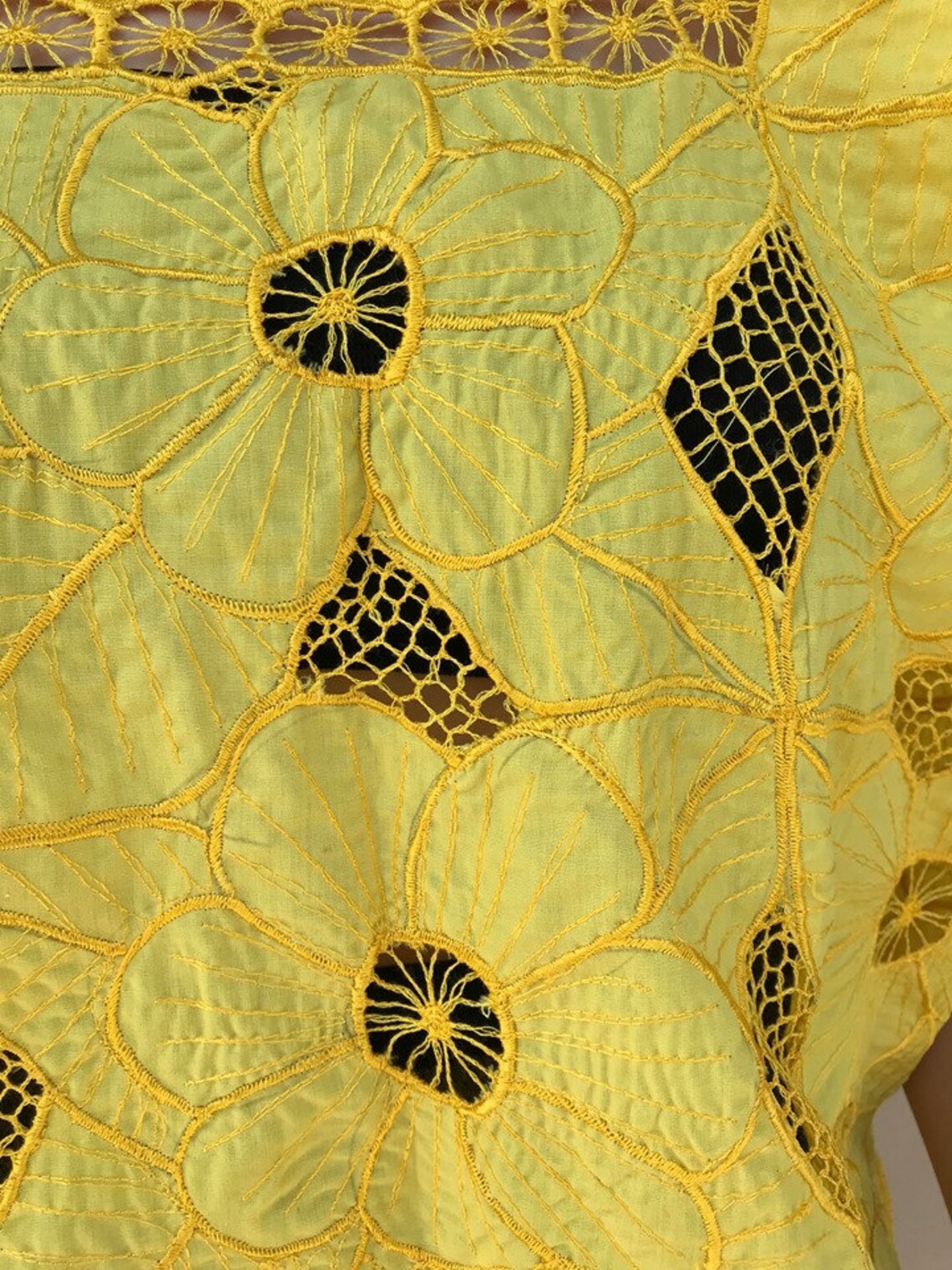 Extra Large Bright Yellow Mexican Blouse Authentic Floral | Etsy