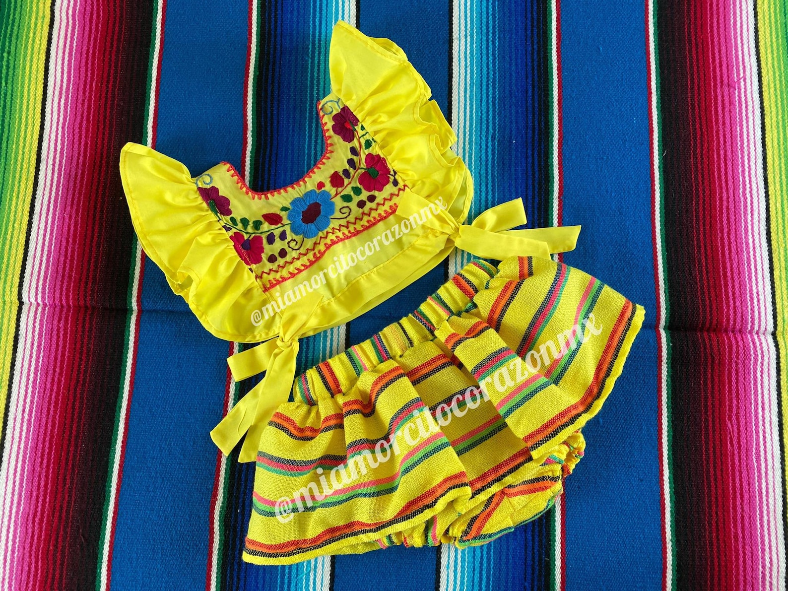 First Birthday Mexican Serape Outfit Floral Embroidered | Etsy