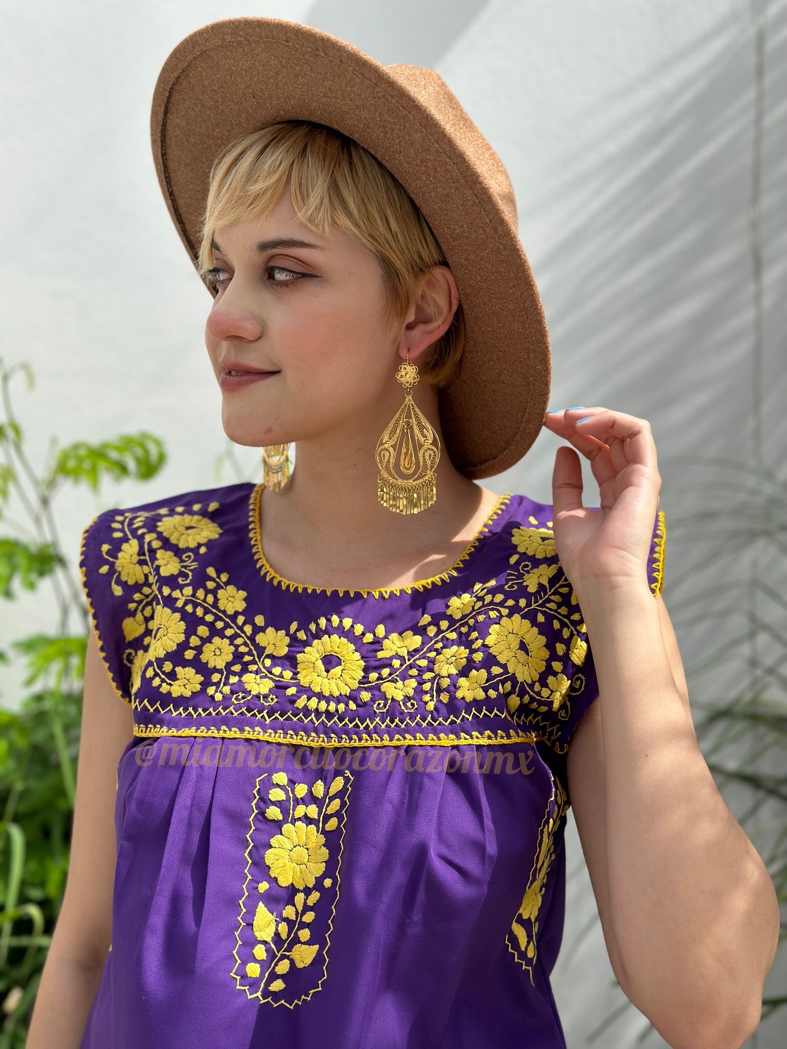 Purple and Yellow Game Day Top, Floral Handembroidery, Game Day Style ...