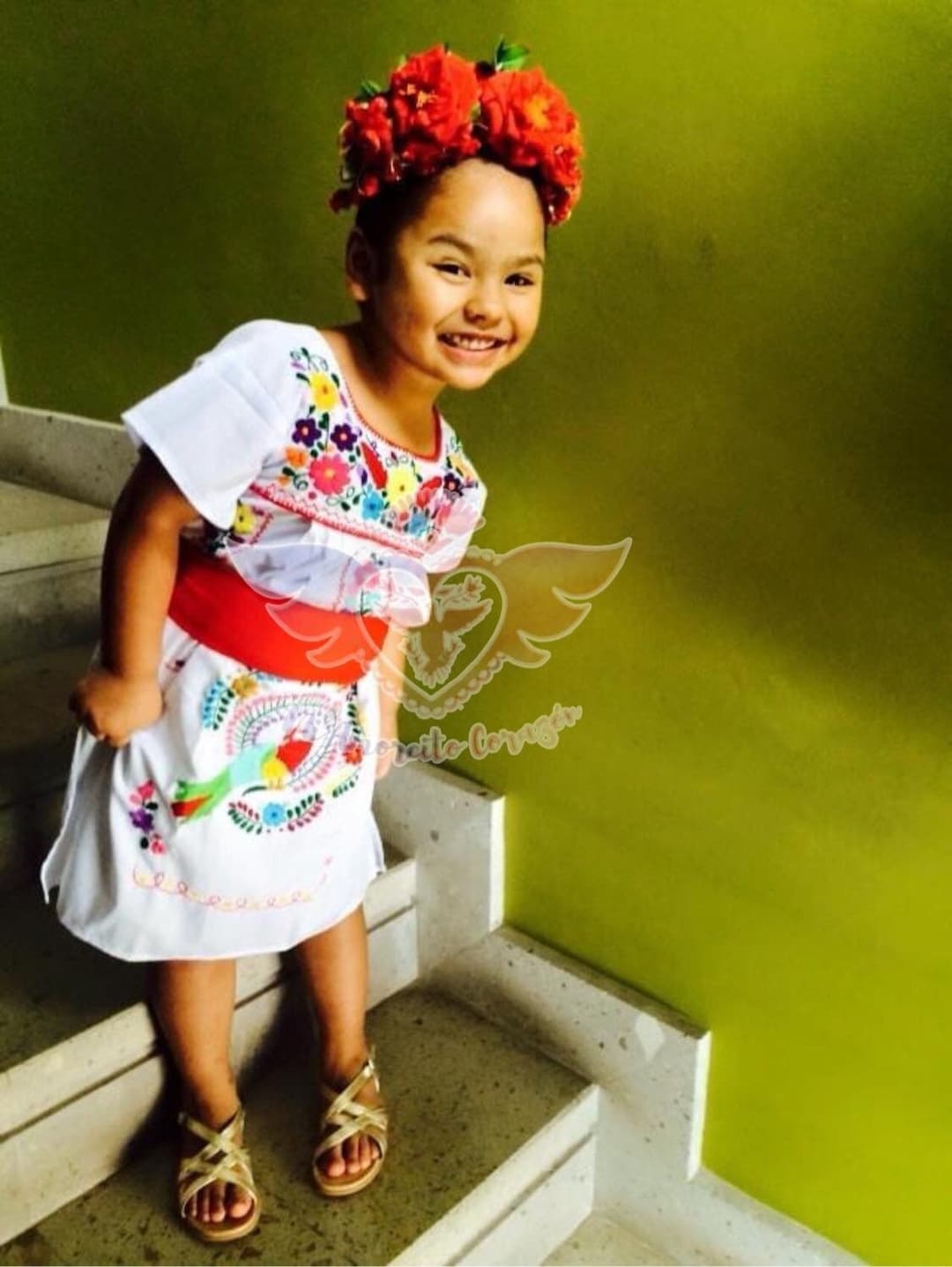 Colorful Fiesta Dress for Girls, Floral Handembroidery Tunic, Mexican ...