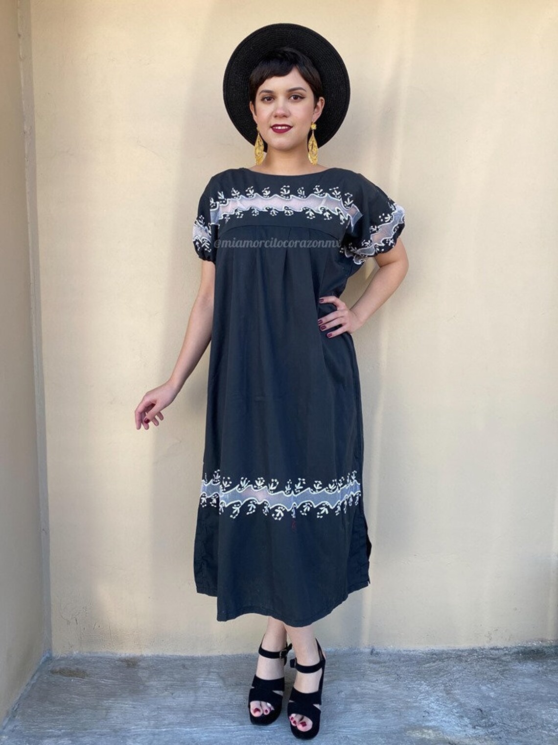 Mexican embroidered dress vintage 80's vestido mexicano | Etsy