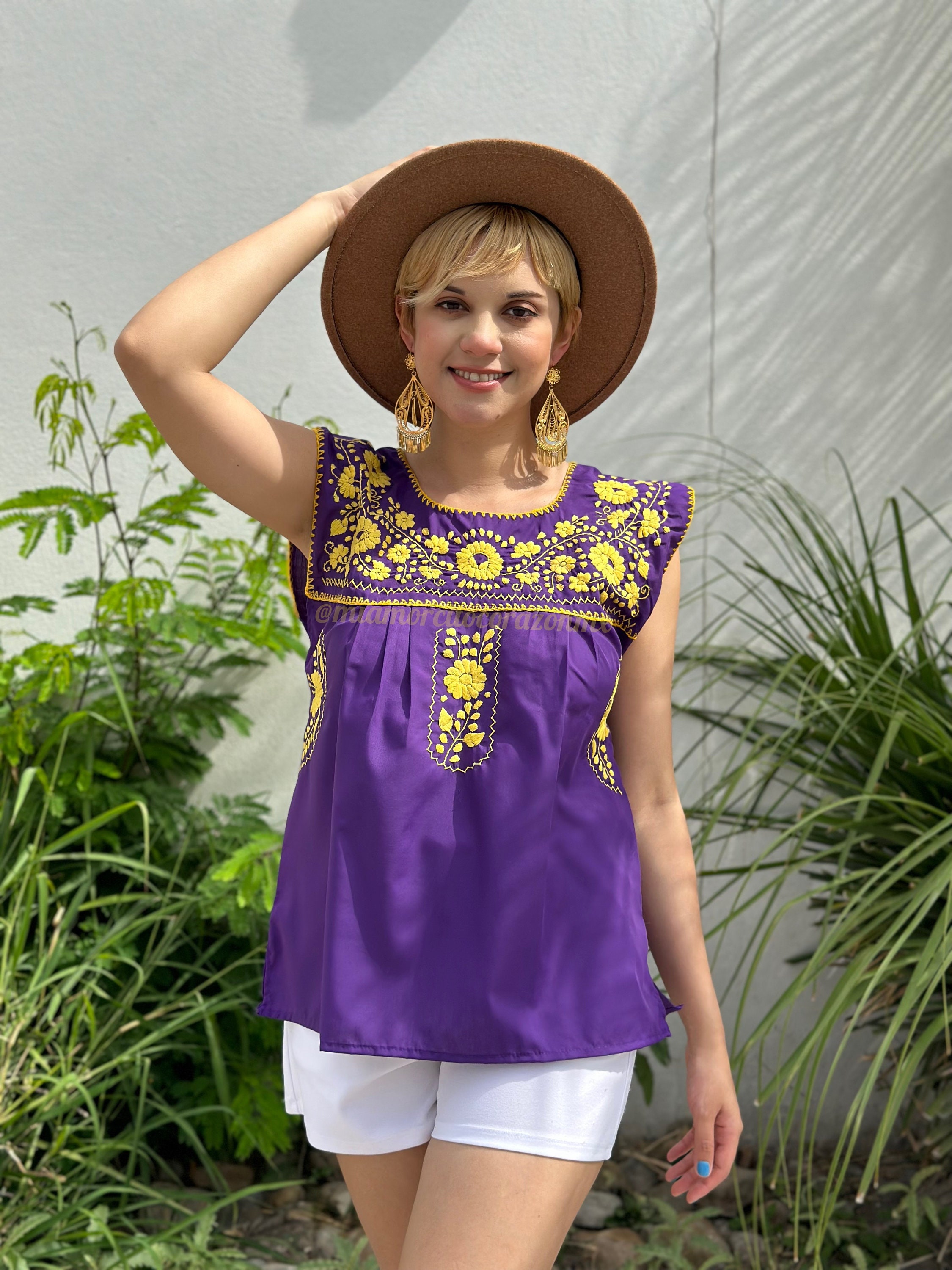 Purple and Yellow Game Day Top, Floral Handembroidery, Game Day Style ...