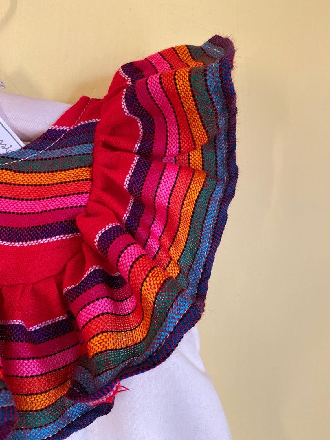 Red Striped Serape Mexican Dress for Girls, Ethnic Smock Dress ...