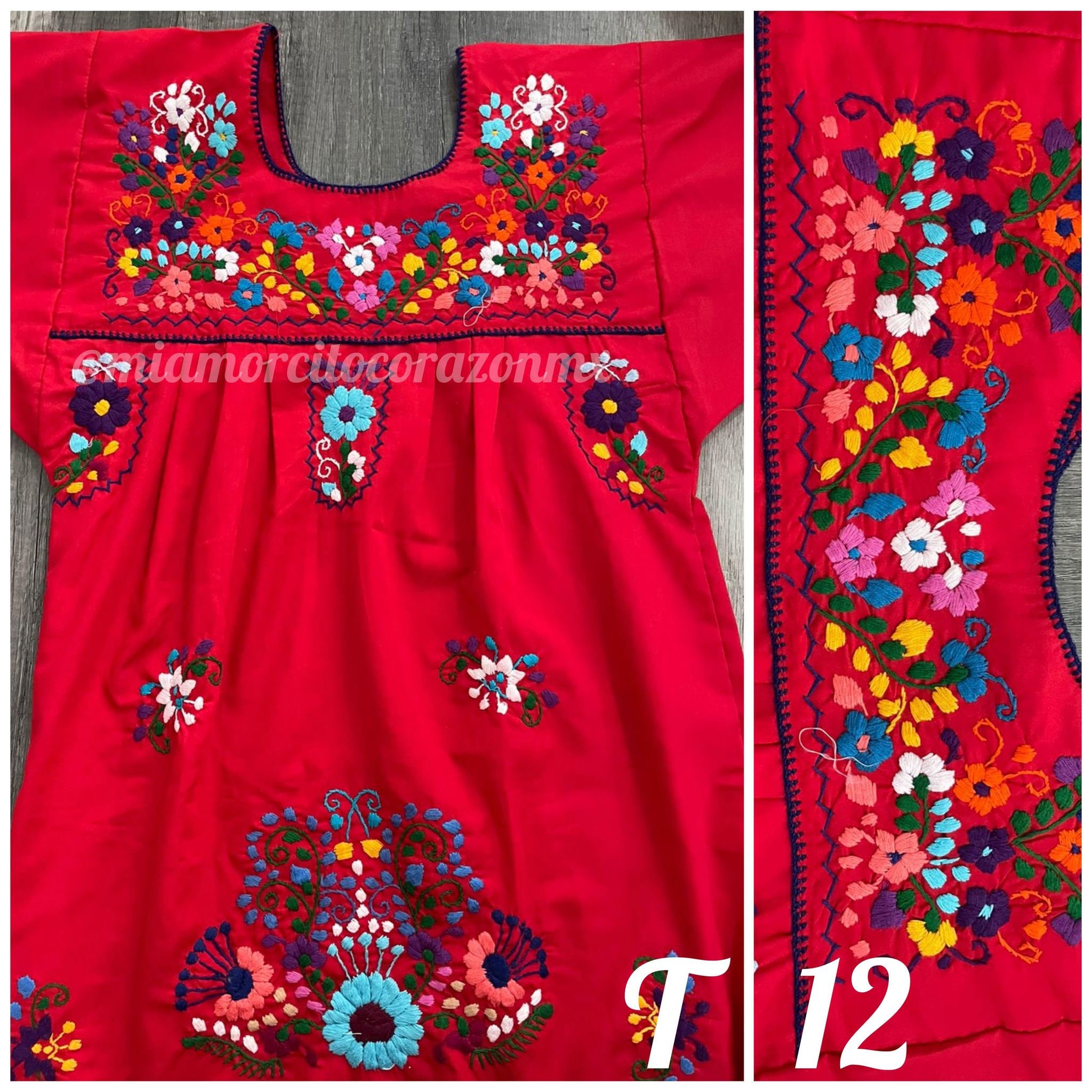 Colorful Fiesta Dress for Girls, Floral Handembroidery Tunic, Mexican ...