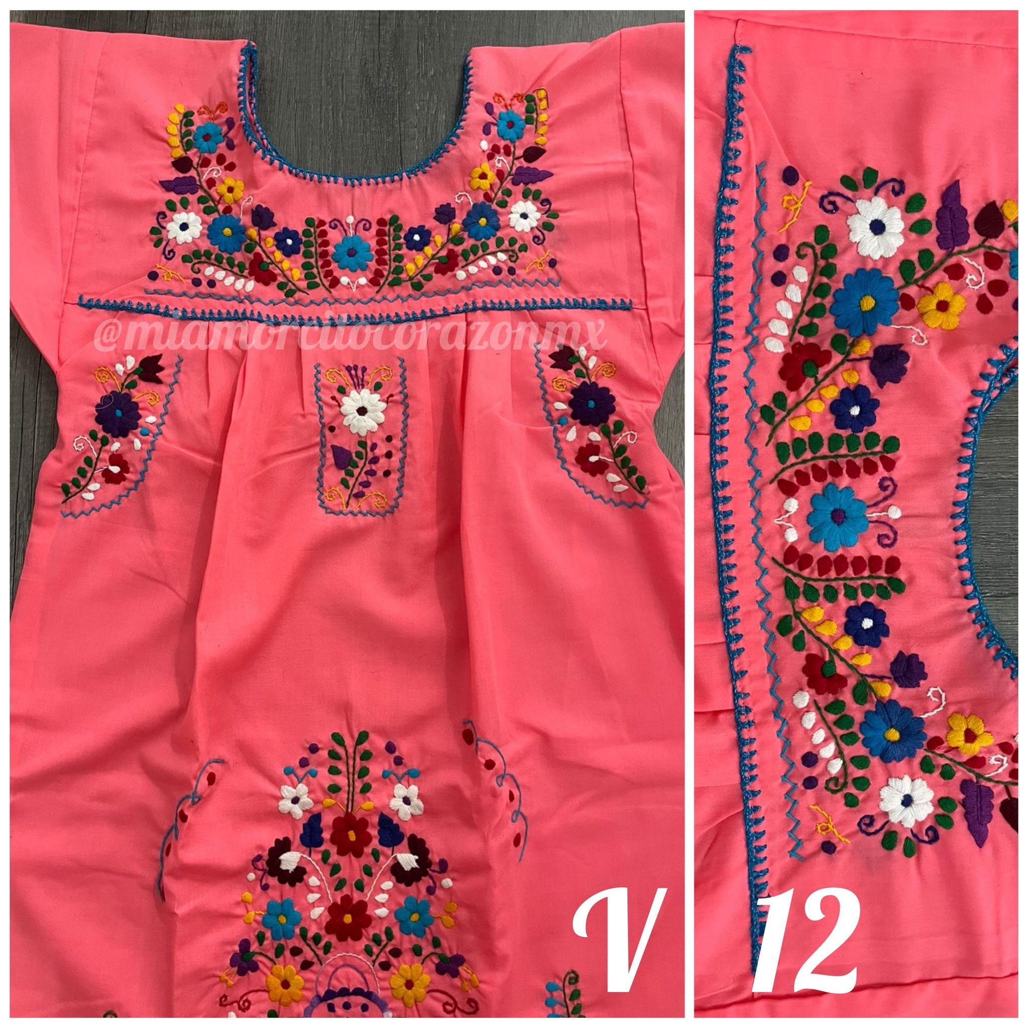 Colorful Fiesta Dress for Girls, Floral Handembroidery Tunic, Mexican ...