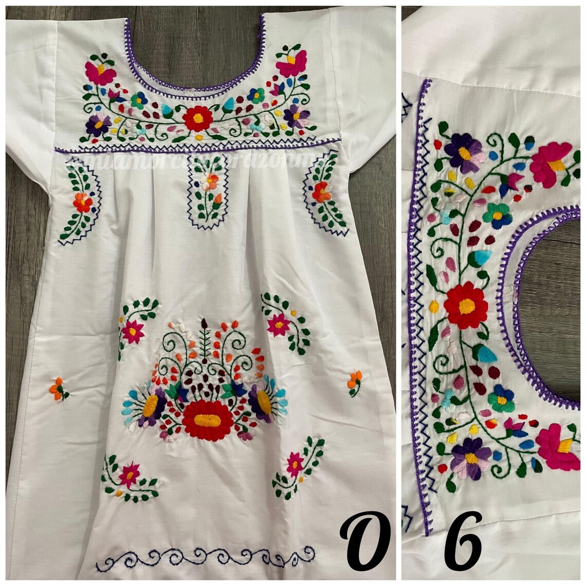 Colorful Fiesta Dress for Girls, Floral Handembroidery Tunic, Mexican ...