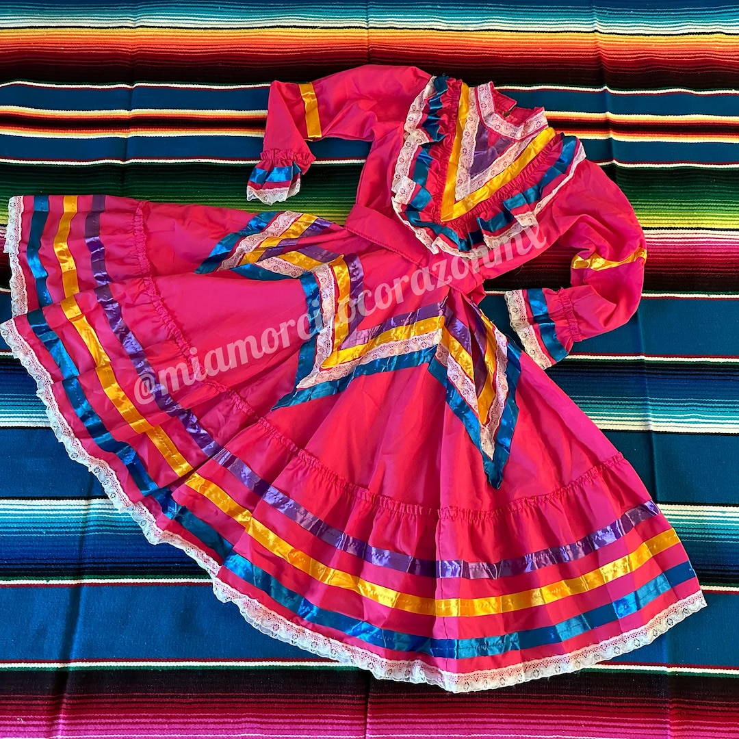 Pink Jalisco Dress, Folkloric Costume - Etsy