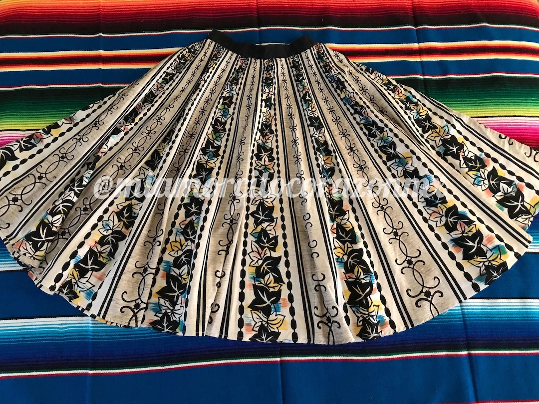 Vintage 1950's Mexican Skirt Falda Mexicana Striped Novelty Mexican ...