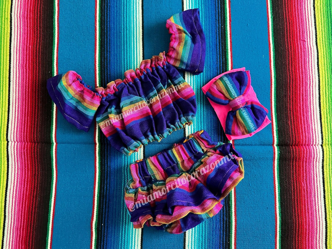 Fiesta Baby Mexican Outfit, Serape Baby Girls Bloomers, PURPLE Ethnic ...