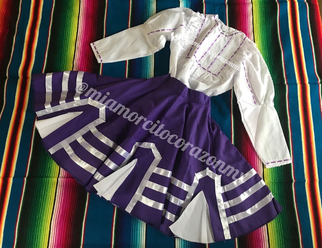 Purple Nuevo Leon Dress, Traditional Folkloric Dress, Monterrey Dress ...