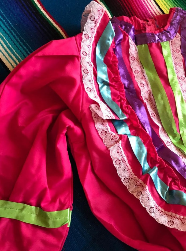 Hot Pink Mexican Jalisco Dress Pink Adelita Dress Escaramuza | Etsy