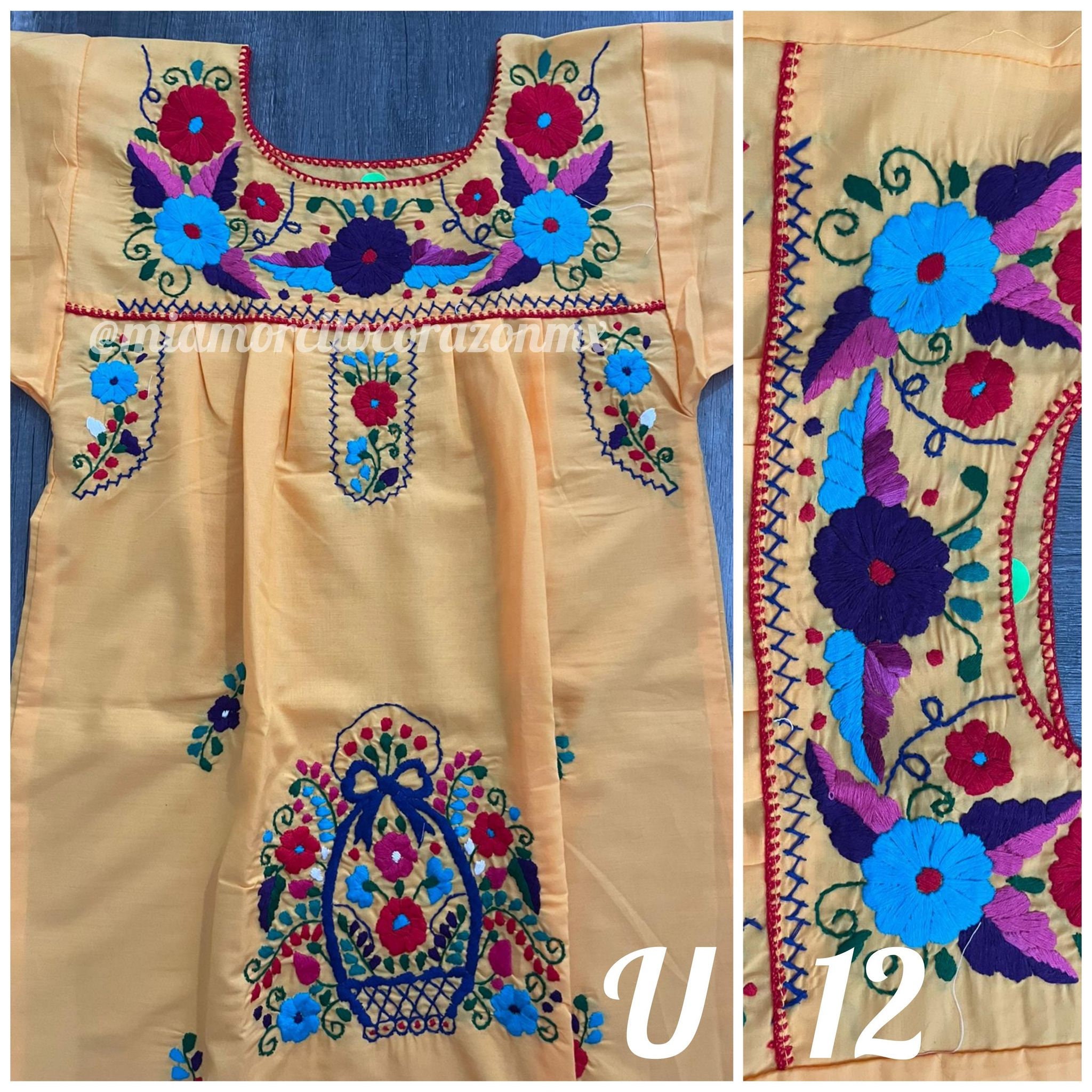 Colorful Fiesta Dress for Girls, Floral Handembroidery Tunic, Mexican ...