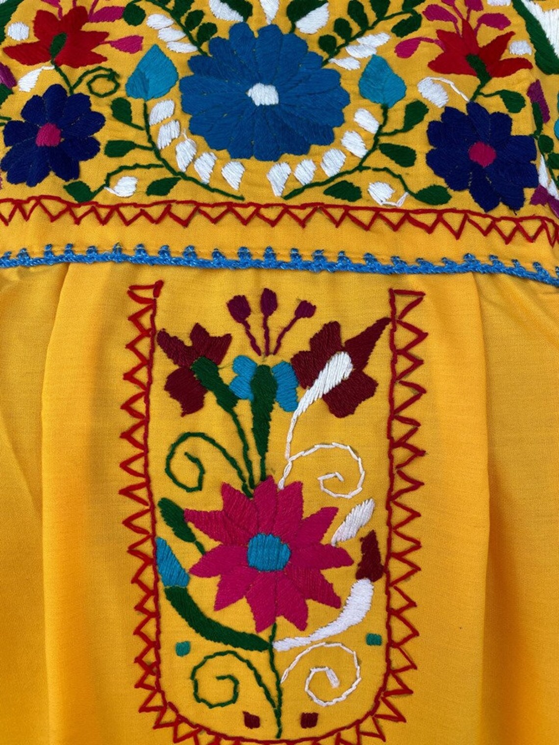 Embroidered Tunic Mexican Fiesta Dress Floral Hand - Etsy