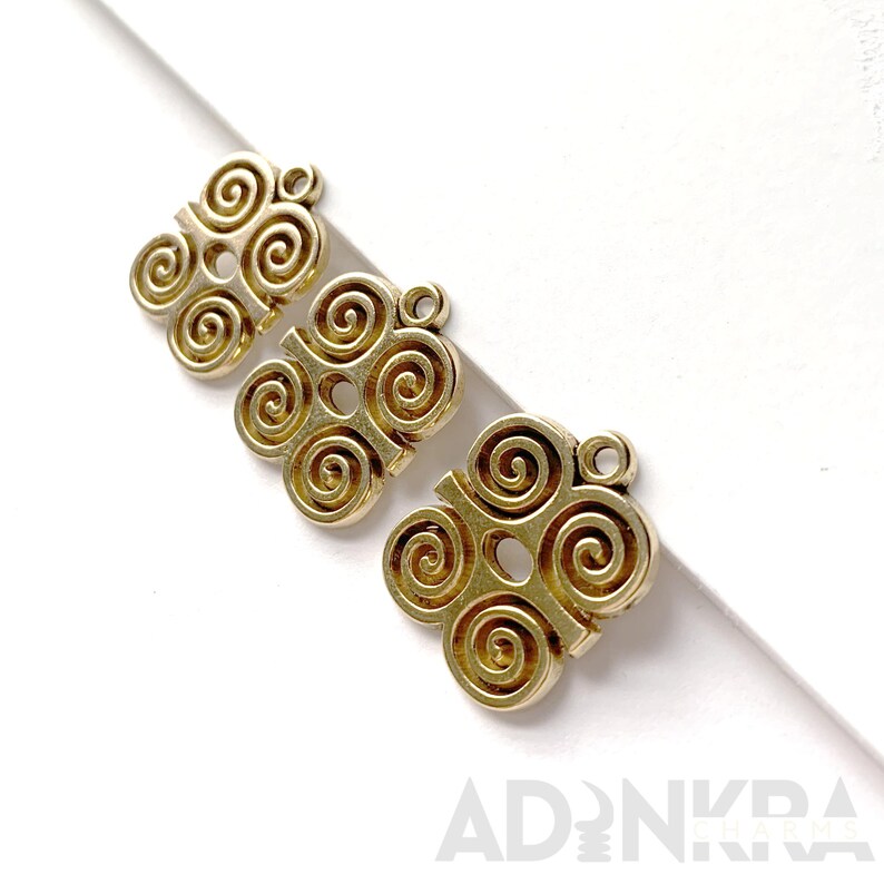 Set of 10- Dwennimmen- Adinkra Antique Gold Charms - Etsy
