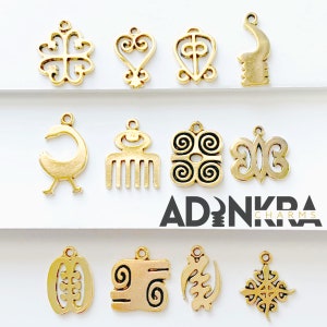 Set of 24 Luxurious 18k Antique Gold Plated Adinkra Charms - "add ...