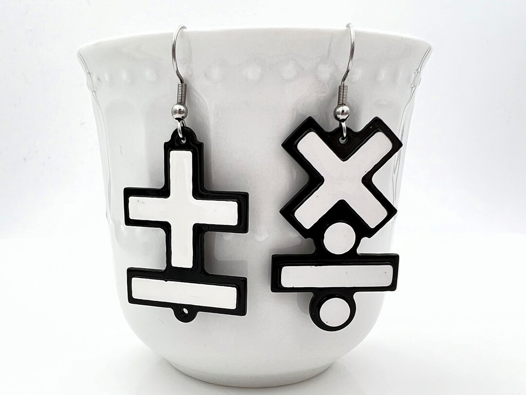 Math Themed Earrings Math Teacher Gift White and Black Jewelry - Etsy