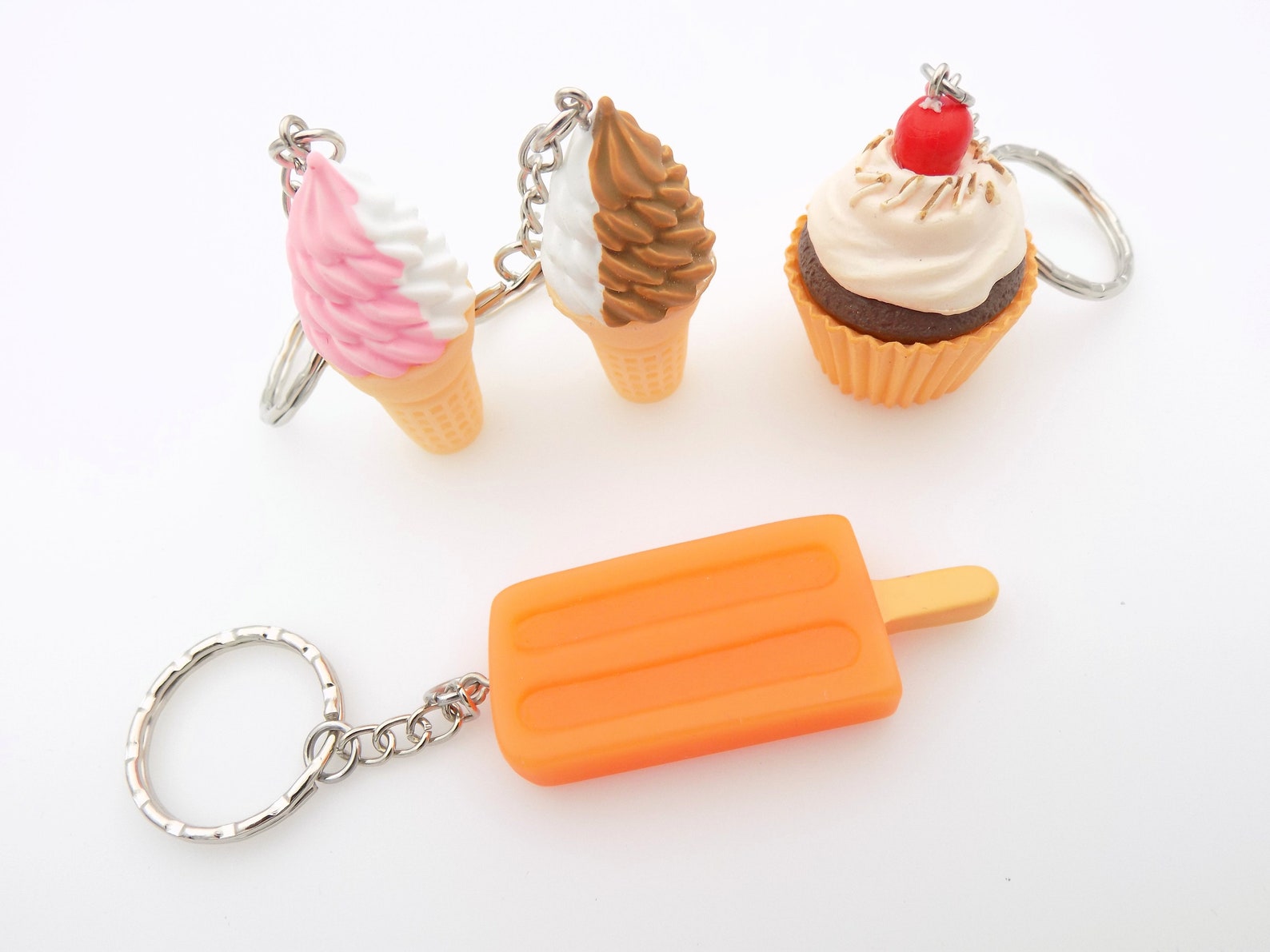 Snack Food Themed Keychains Choose One Strawberry Ice Cream - Etsy