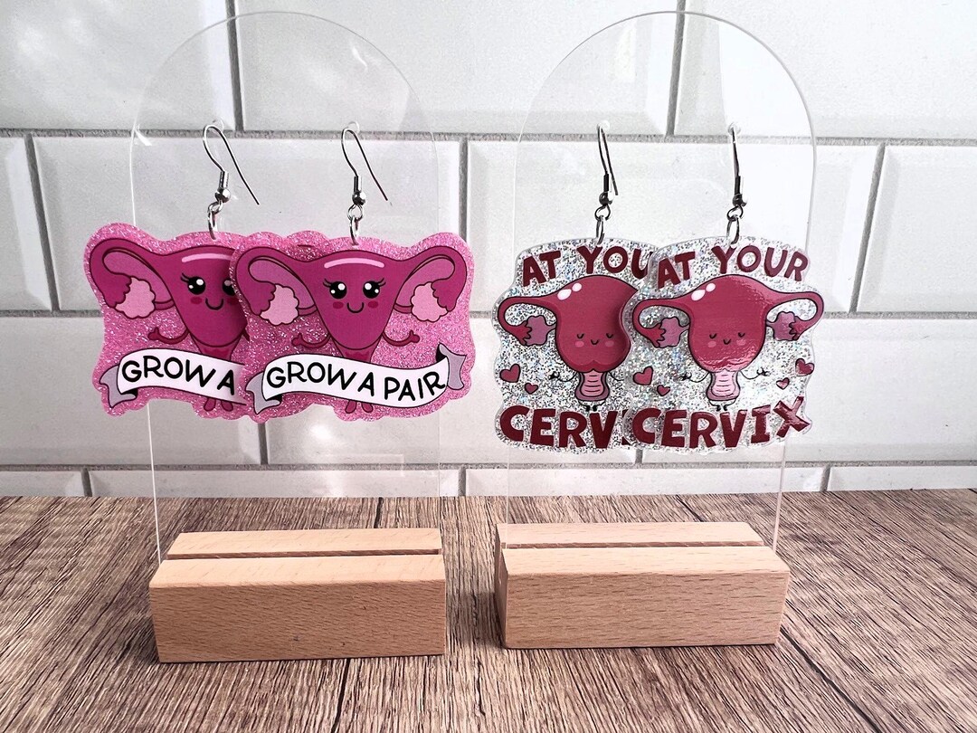 Uterus or Cervix Gift for Dr., Cute Funny Everyday Earrings, Dangle ...