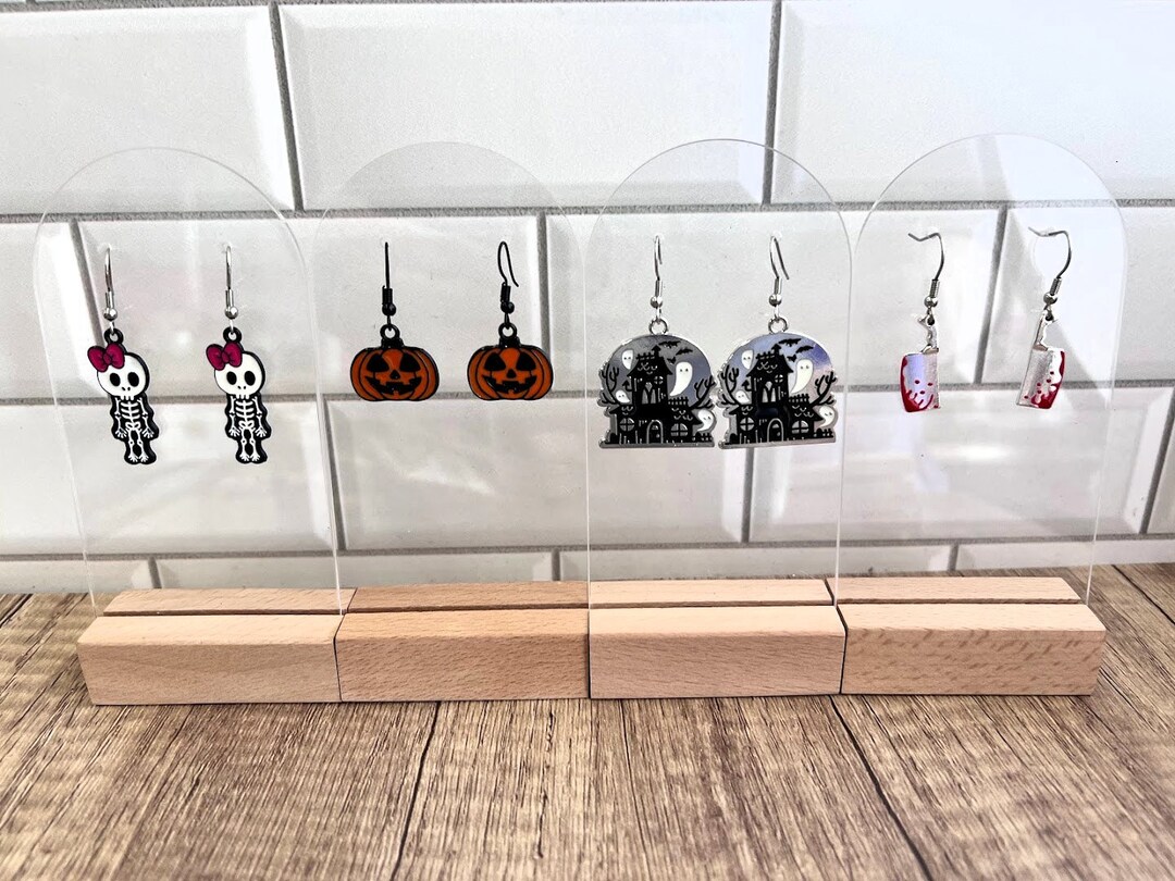 Haunted House, Jack O Lantern, Skeleton, or Bloody Cleaver Earrings ...