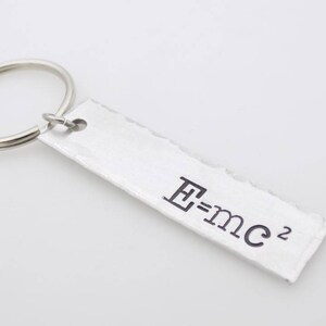 Custom Physics Keychain, Personalized Hand Stamped, E = Mc2, Science ...