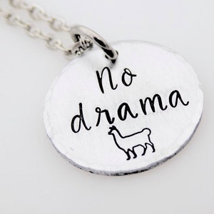 No Drama Llama, Handstamped Llama Necklace, Stamped Metal Jewelry ...