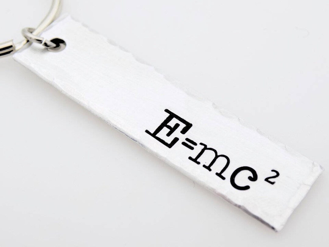 Custom Physics Keychain, Customized Hand Stamped, E mc2, science, maths ...