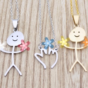 Funny Middle Finger Necklace - Stick Figure Jewelry - Stickman - Mature ...
