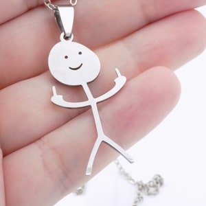 Funny Middle Finger Necklace - Stick Figure Jewelry - Stickman - Mature ...