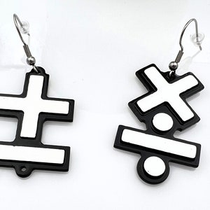 Math Themed Earrings Math Teacher Gift White and Black Jewelry - Etsy
