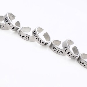 Seven Deadly Sins, Adjustable Ring, Silver Jewelry, 7 Deadly Sins ...