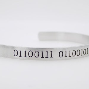 Binary Jewelry Handstamped Cuff Binary Geek Geeky Gift IT - Etsy