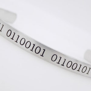 Binary Jewelry Handstamped Cuff Binary Geek Geeky Gift IT - Etsy