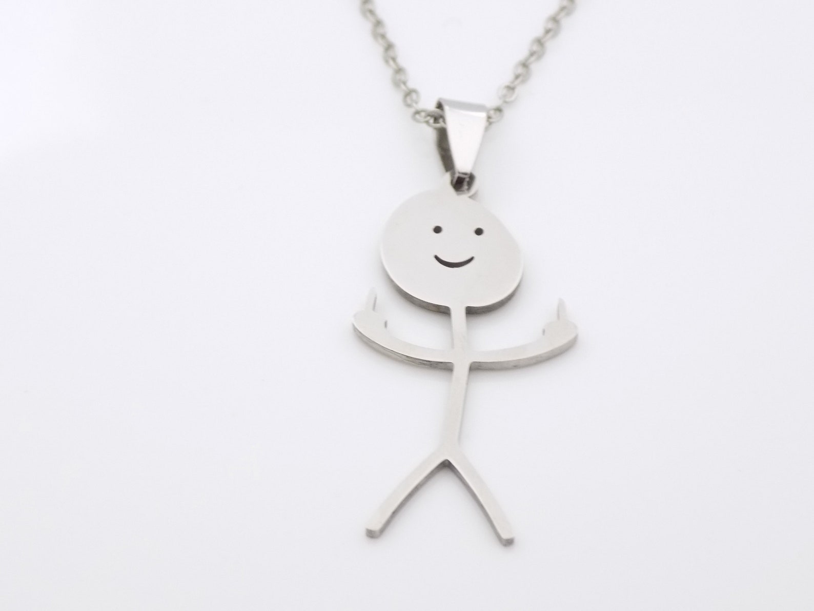 Funny Middle Finger Necklace Stick Figure Jewelry - Etsy