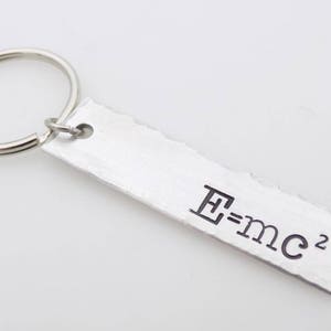 Custom Physics Keychain, Personalized Hand Stamped, E = Mc2, Science ...